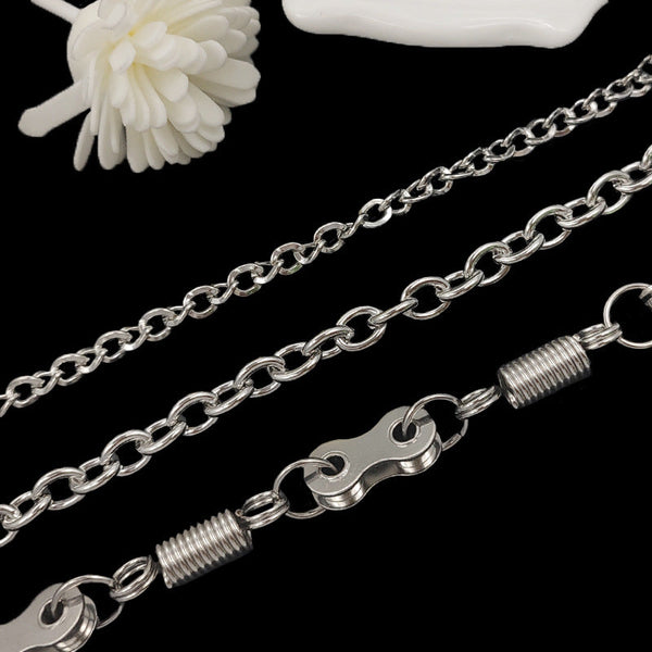 Cool Mens Silver Three Layers Pants Chain Silver Cool Triple Biker Wal ...