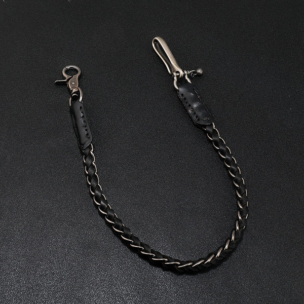 Best Black Braided Wallet Chains With Hook Handmade Leather Biker Pant ...