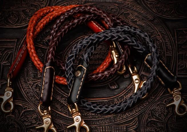 Handmade Braided Leather Wallet Chain Leather Chain for Pants Biker Wa ...