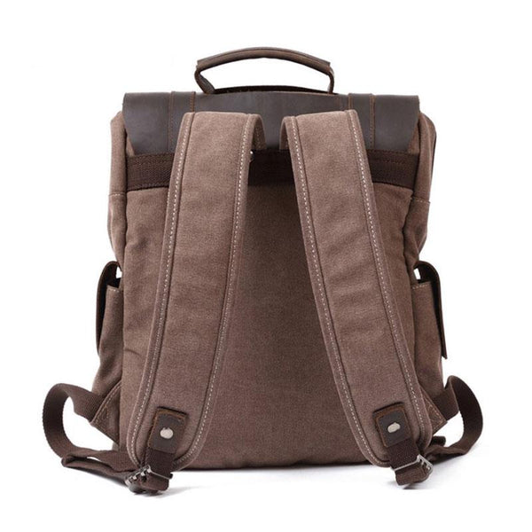 Mens Canvas Leather Backpack Canvas Travel Backpack Canvas School Back ...