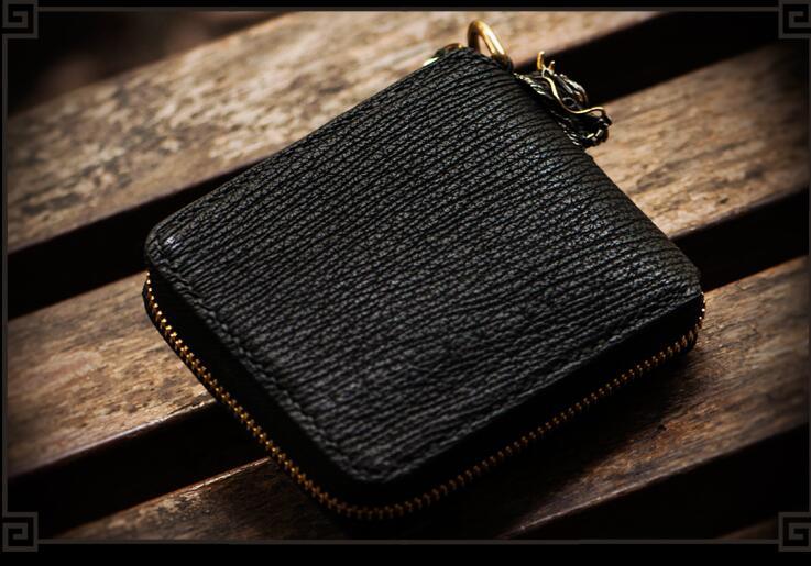 Handmade Leather Chinese Dragon Tooled Mens billfold Wallet Cool Chain ...