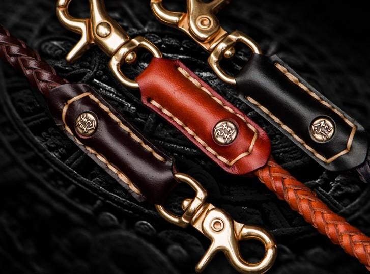 Handmade Braided Leather Wallet Chain Leather Chain for Pants Biker Wa ...