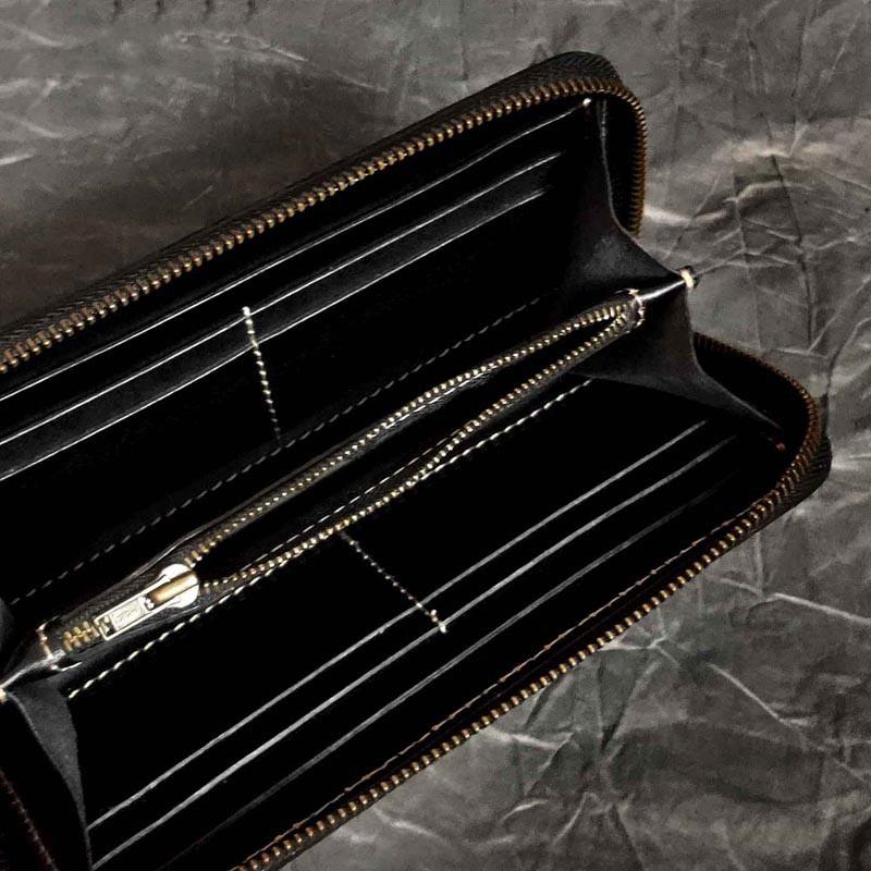 Badass Black Leather Men's Long Biker Handmade Wallet Beast Totem Tool ...