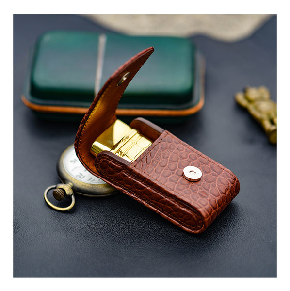 Brown Crocodile Leather Mens Cartier Lighter Cases With Belt Loop Ligh ...