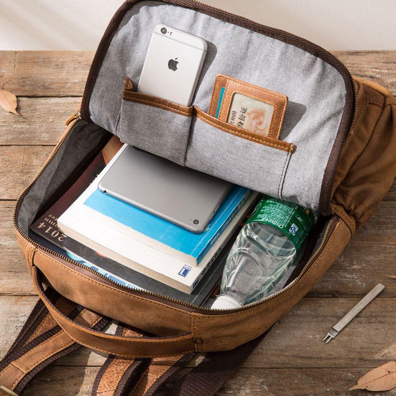 Brown Mens Leather Backpacks Travel Backpacks Laptop Backpack for men ...