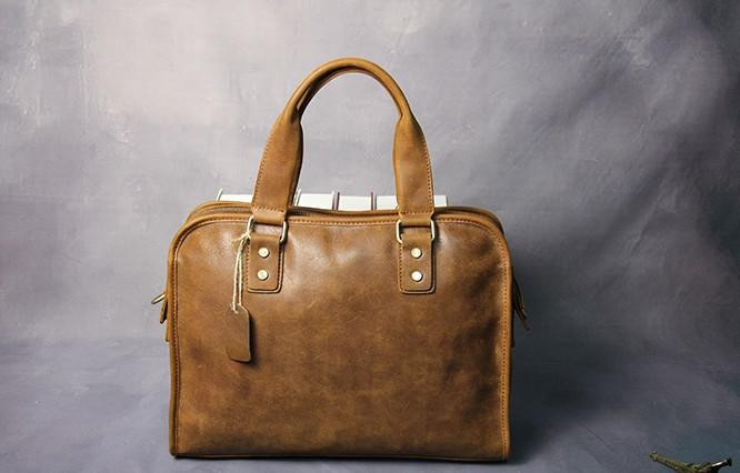 Cool Brown Coffee Leather Mens Briefcase 12inch Work Handbag Business ...