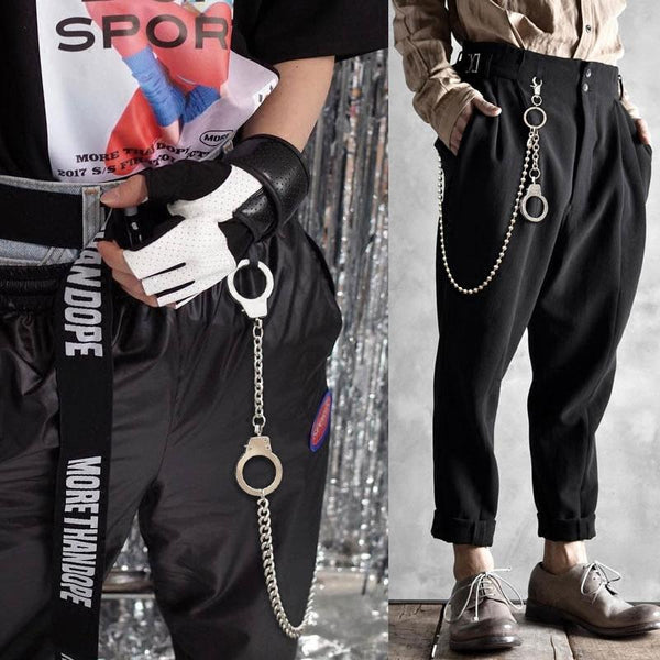 Fashion Womens Men's Handcuffs Stainless Steel Jeans Chain Jean Chain ...