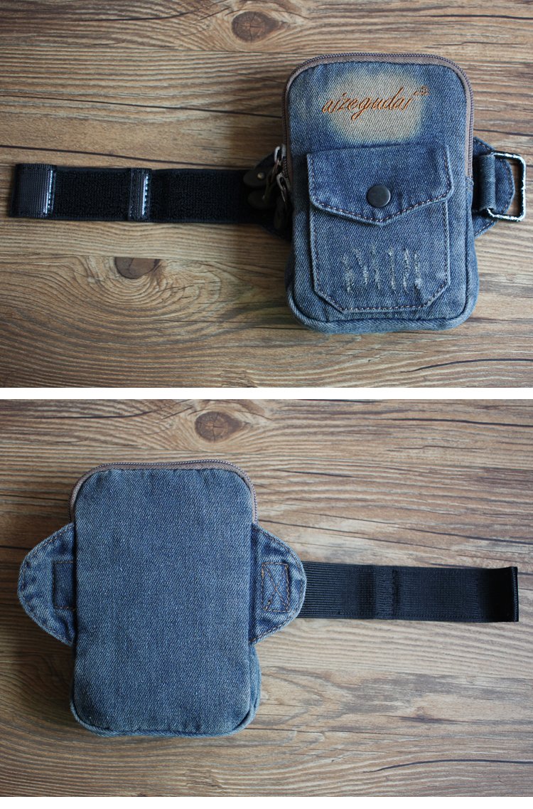Blue Denim Cell Phone HOLSTER Arm Pouches for Men Arm Bags Arm HOLSTER ...