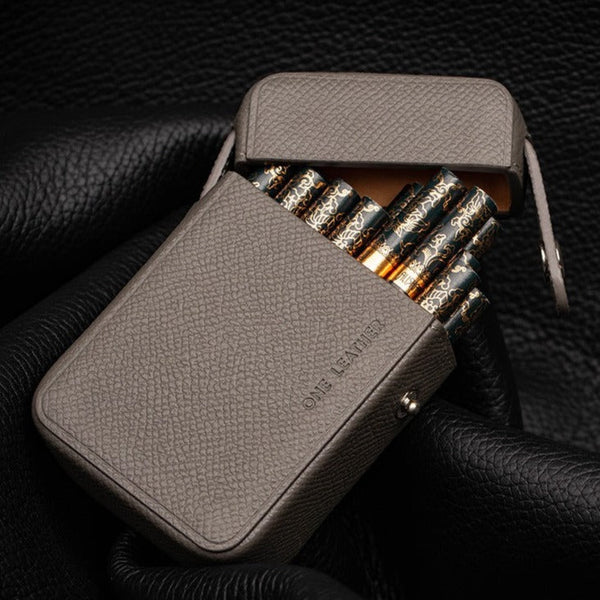 Classic Leather Mens 20pcs Cigarette Holder Cases Gray Cigarette Case ...