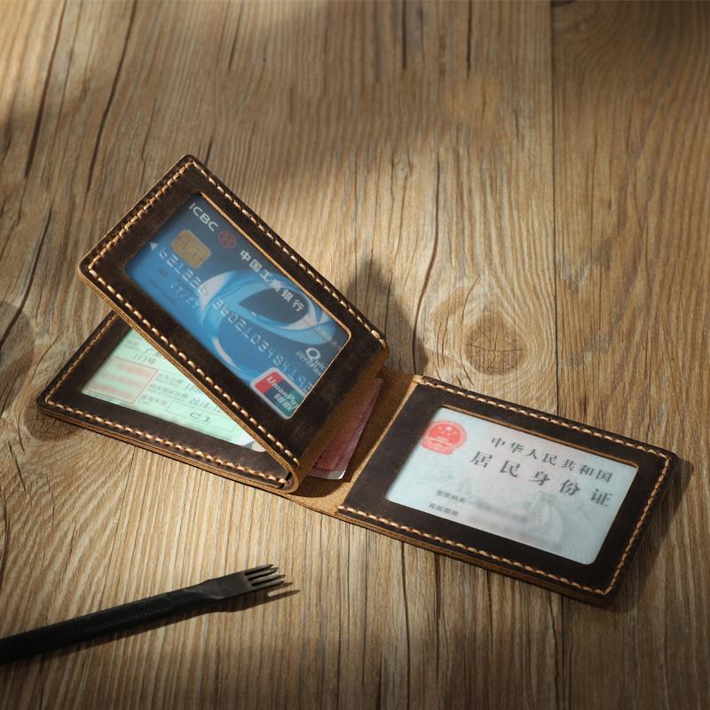 Handmade Black Leather Mens License Wallet Personalize Bifold License ...