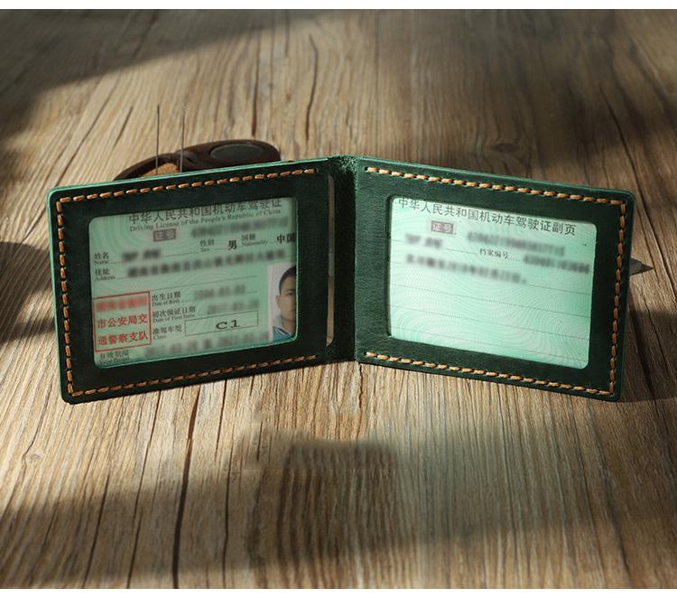 Handmade Black Leather Mens License Wallet Personalize Bifold License ...