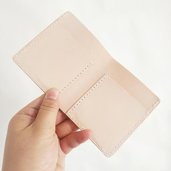 Light Beige Handmade Mens Bifold Leather Small Wallets billfold Card W ...