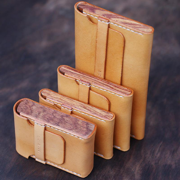 Cool Wooden Brown Leather Mens Wallet Small Card Holder Coin Wallet fo ...