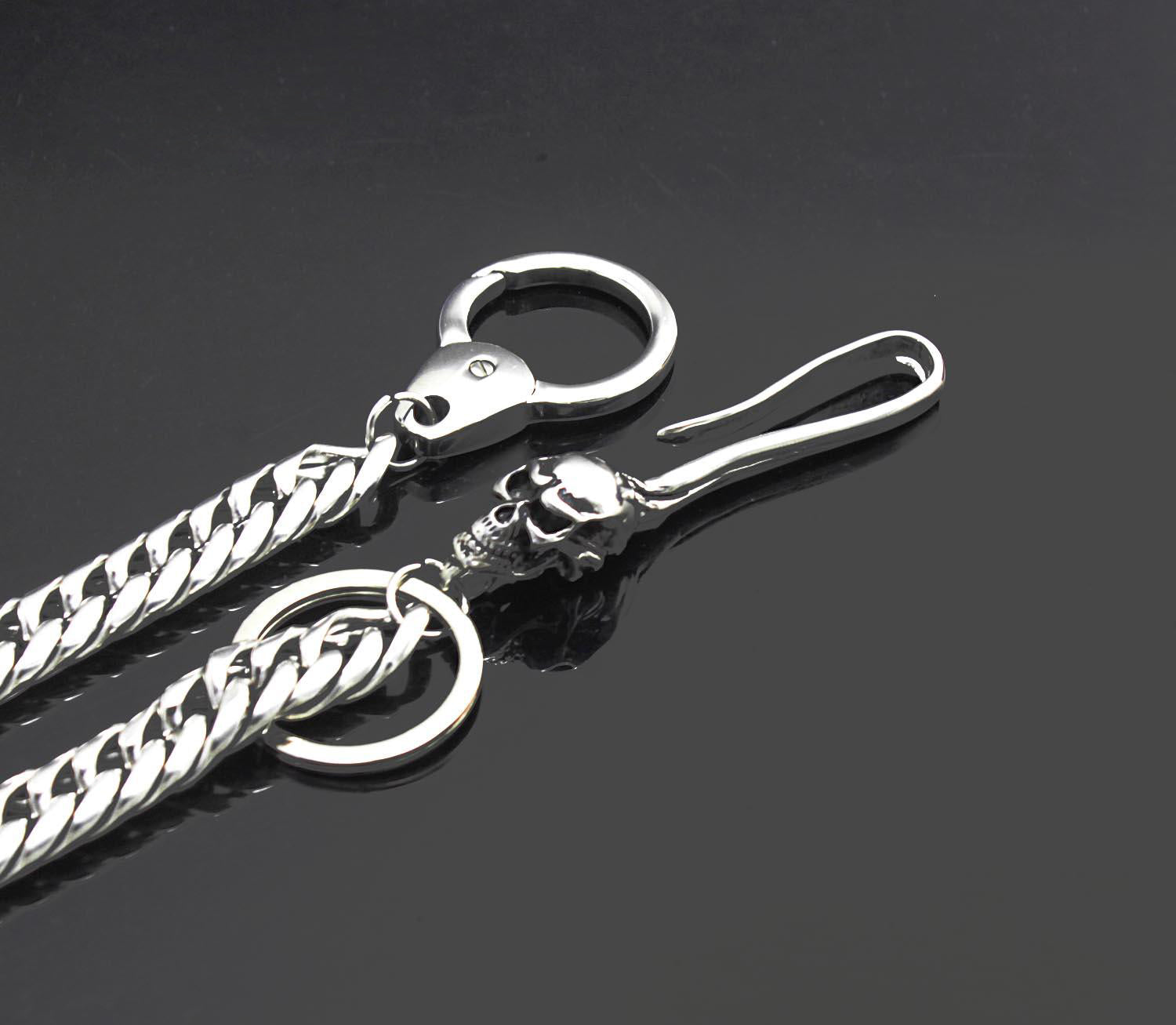 Solid Stainless Steel Skull Wallet Chain Cool Punk Rock Biker Trucker ...