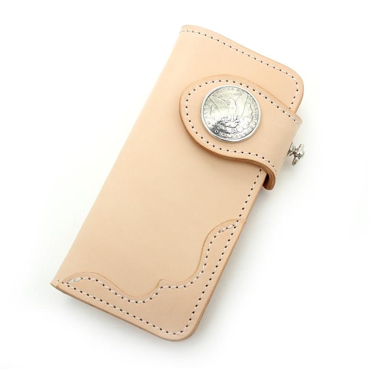 Handmade Beige Long Biker Wallet with Chain Cool Mens Leather Biker Ch ...