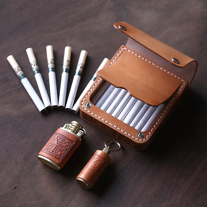 Handmade Wooden Leather Mens 20pcs Cigarette Case Cool Custom Cigarett ...