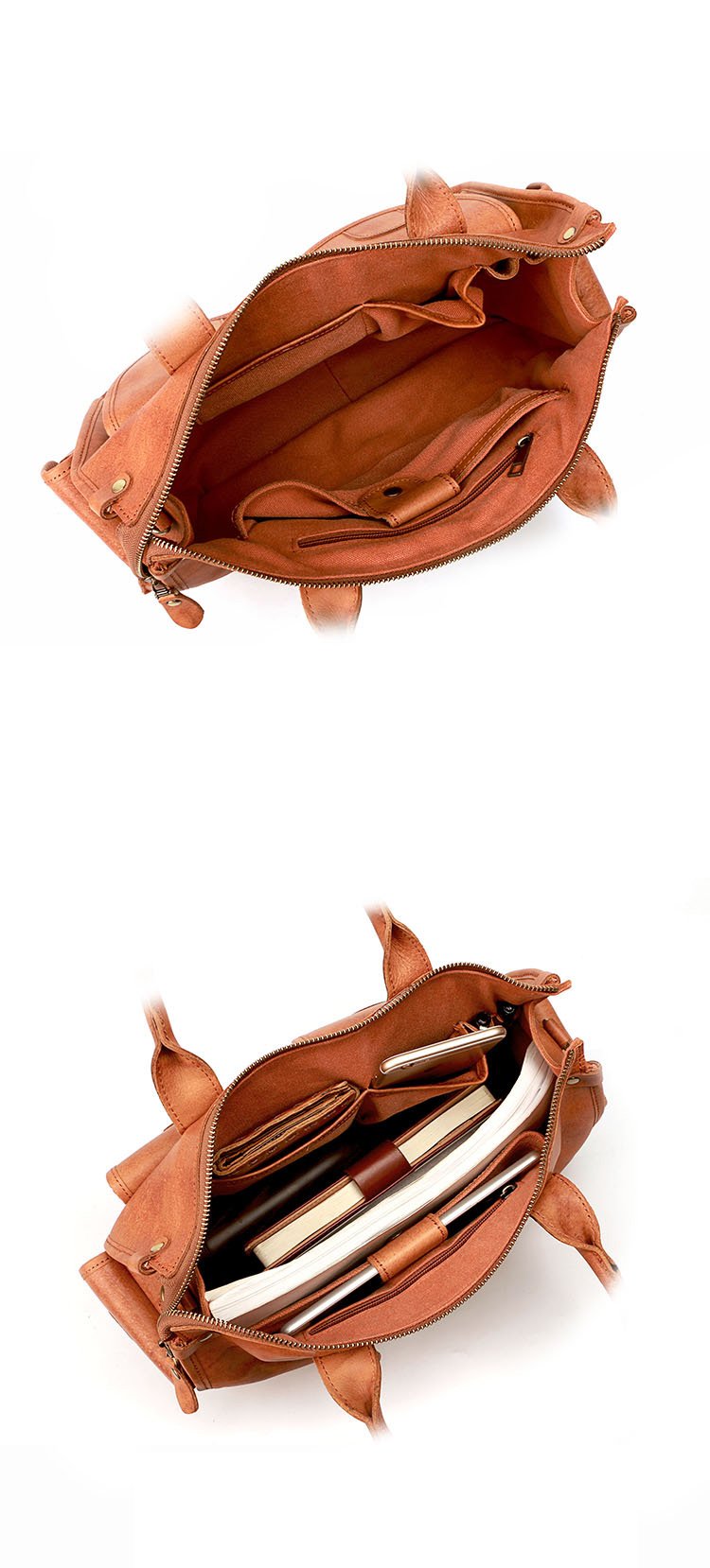 Vintage Light Brown Mens Leather Briefcase Work Handbag Brown 13'' Com ...